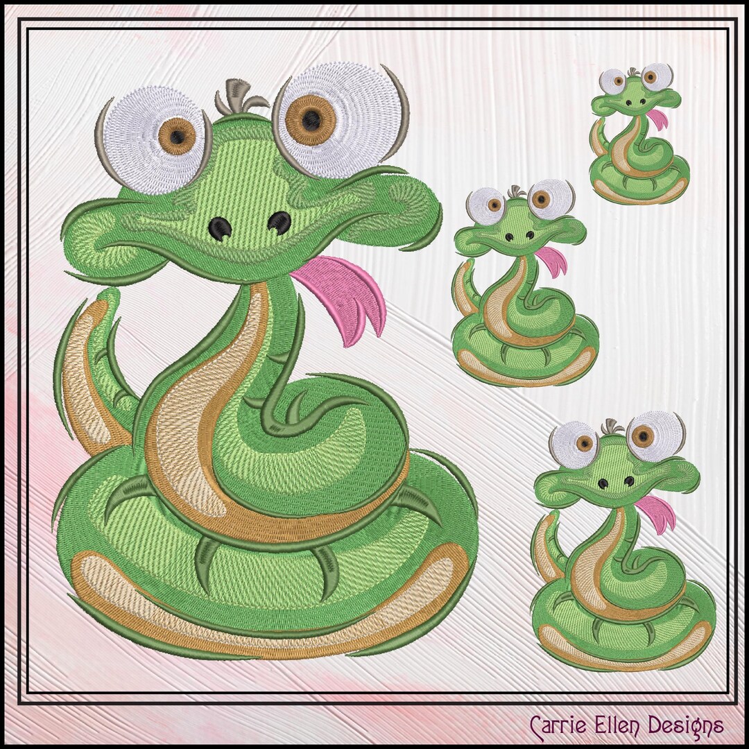 Snake Machine Embroidery Design, Cute Crazy Snake Embroidery Pattern ...