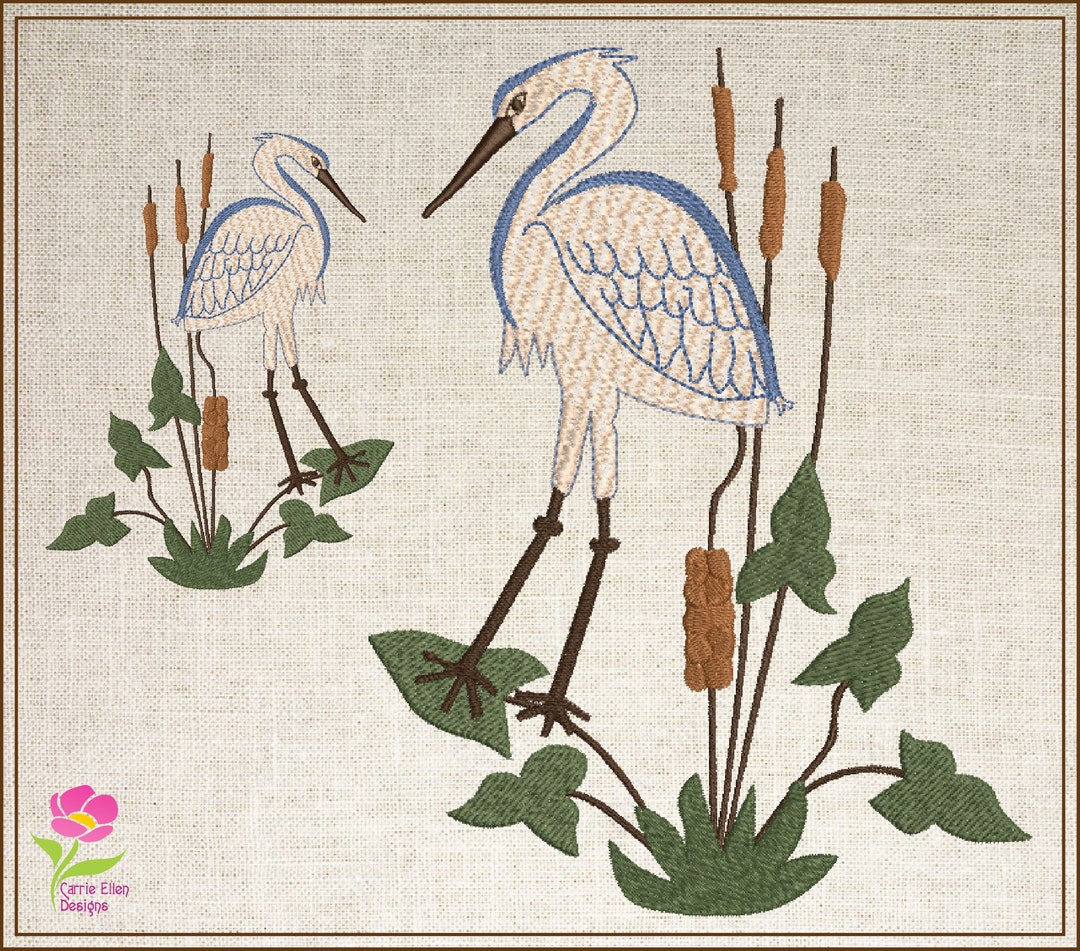 Egret Machine Embroidery Design Bird Embroidery Pattern - Etsy