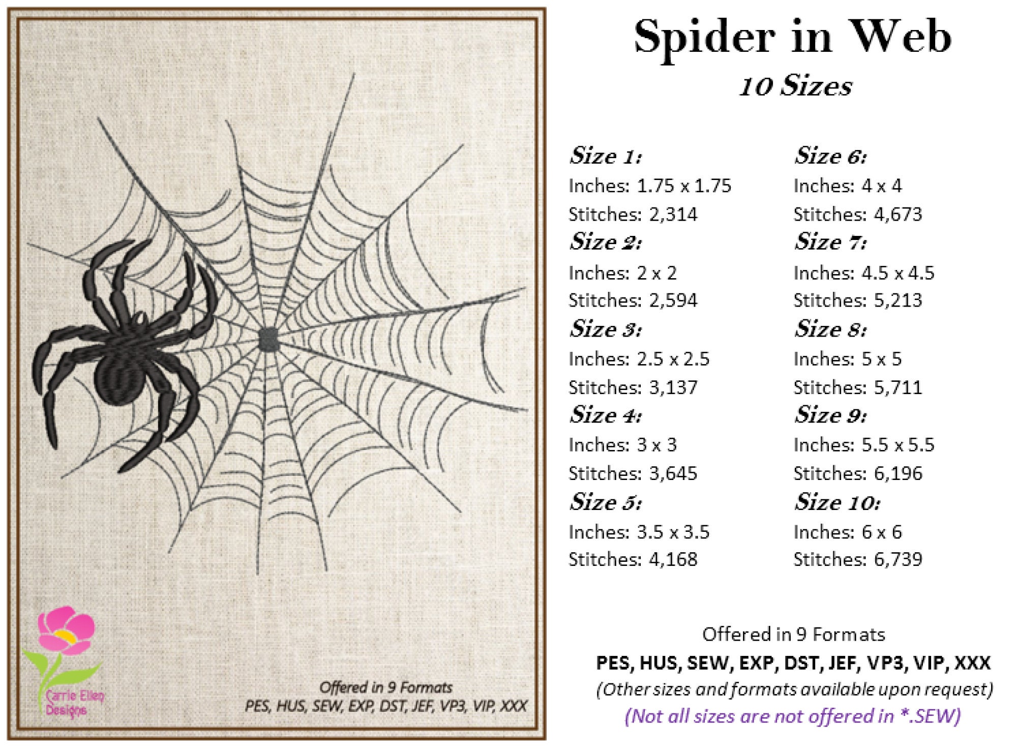 Spider in Web Machine Embroidery Design Spiderweb Embroidery | Etsy UK