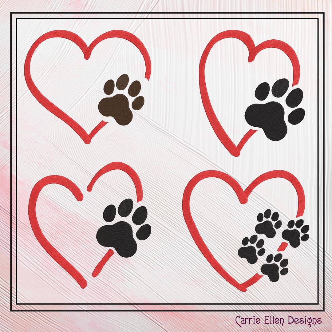 Dog Paw Bundle Machine Embroidery Design Bundle – Puppy & Dog Paws With ...