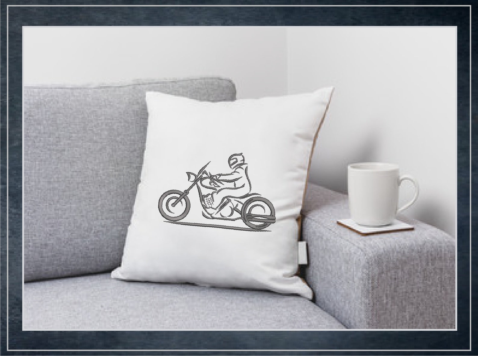 Motorcycle Machine Embroidery Design, Man Riding Motorcycle Embroidery ...