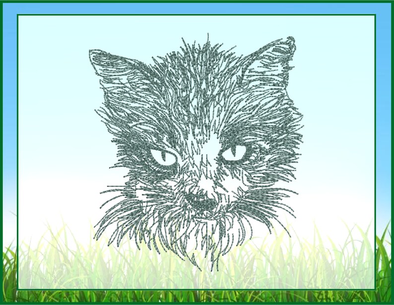 Cat Machine Embroidery Design Redwork Cat Embroidery Sketch | Etsy