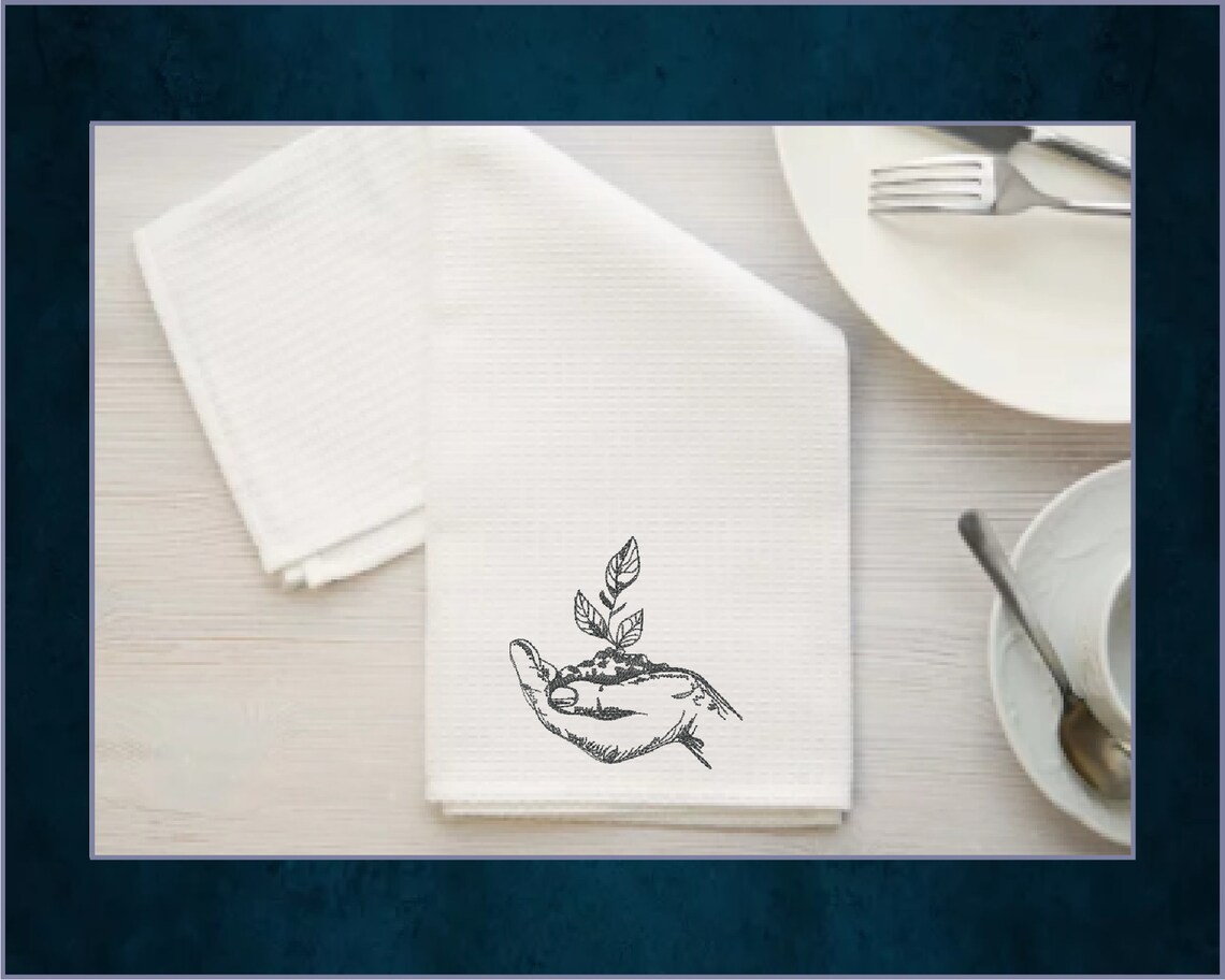 Hand Holding Soil With Plant Sapling Machine Embroidery Design ...