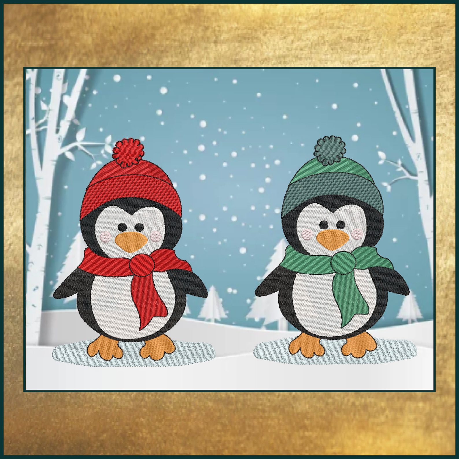 Penguin Machine Embroidery Design, Penguin on an Icy Pond Design ...