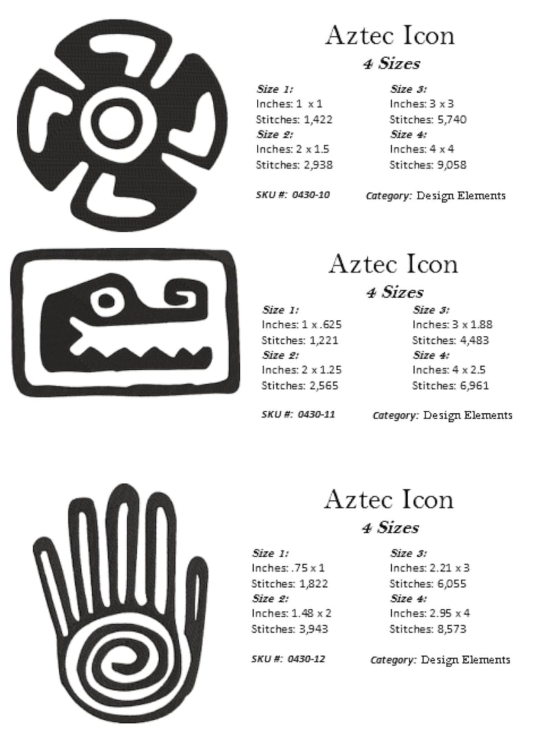 22 Aztec Style Icons Machine Embroidery Design Bundle. 22 Individual ...