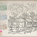 Train Scene Sketch Machine Embroidery Design, Vintage Train Embroidery ...