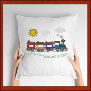 Train Cartoon Machine Embroidery Design, Colorful Kids Train Design ...