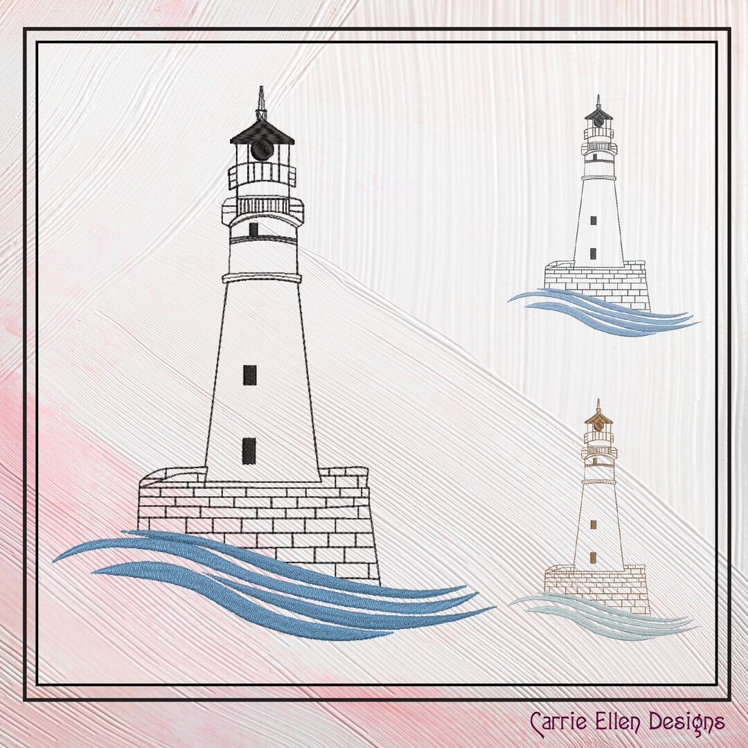 Lighthouse Machine Embroidery Design, Coastal Light House Island ...