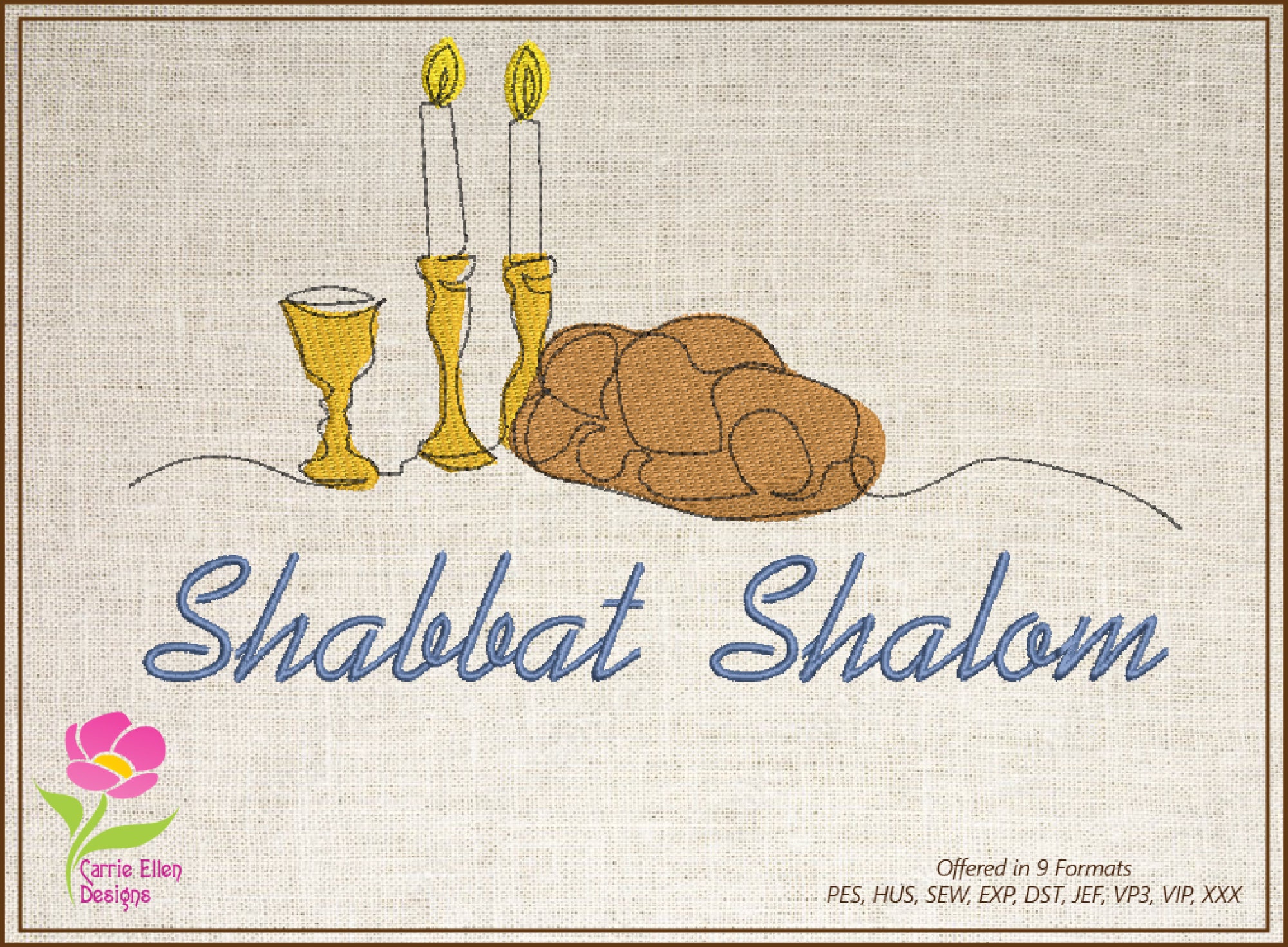 Judaica Embroidery 9 Formats Challah bread Jewish Shabbat Machine ...