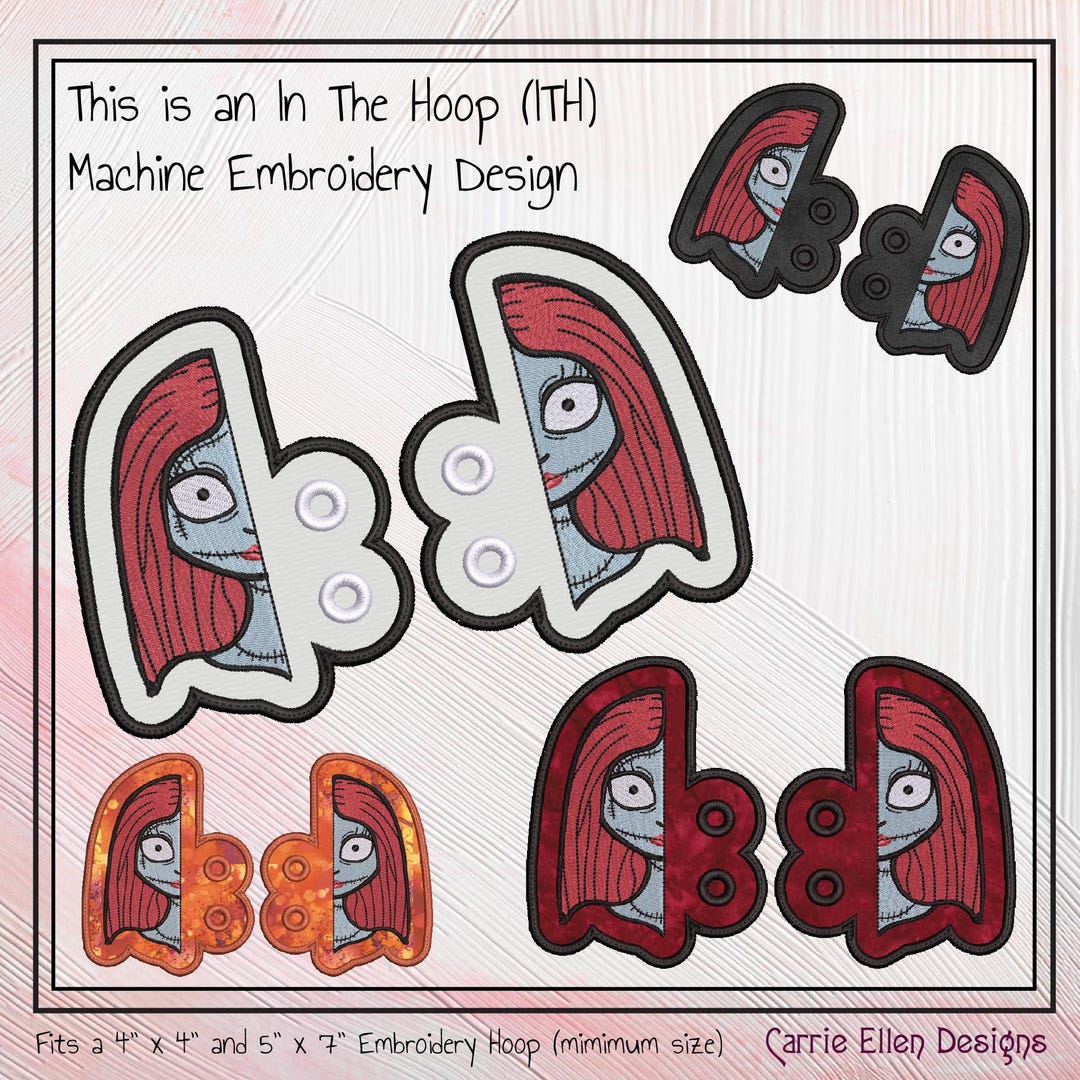 Corpse Bride ITH Shoe Wing Design, Machine Embroidery in the Hoop ...