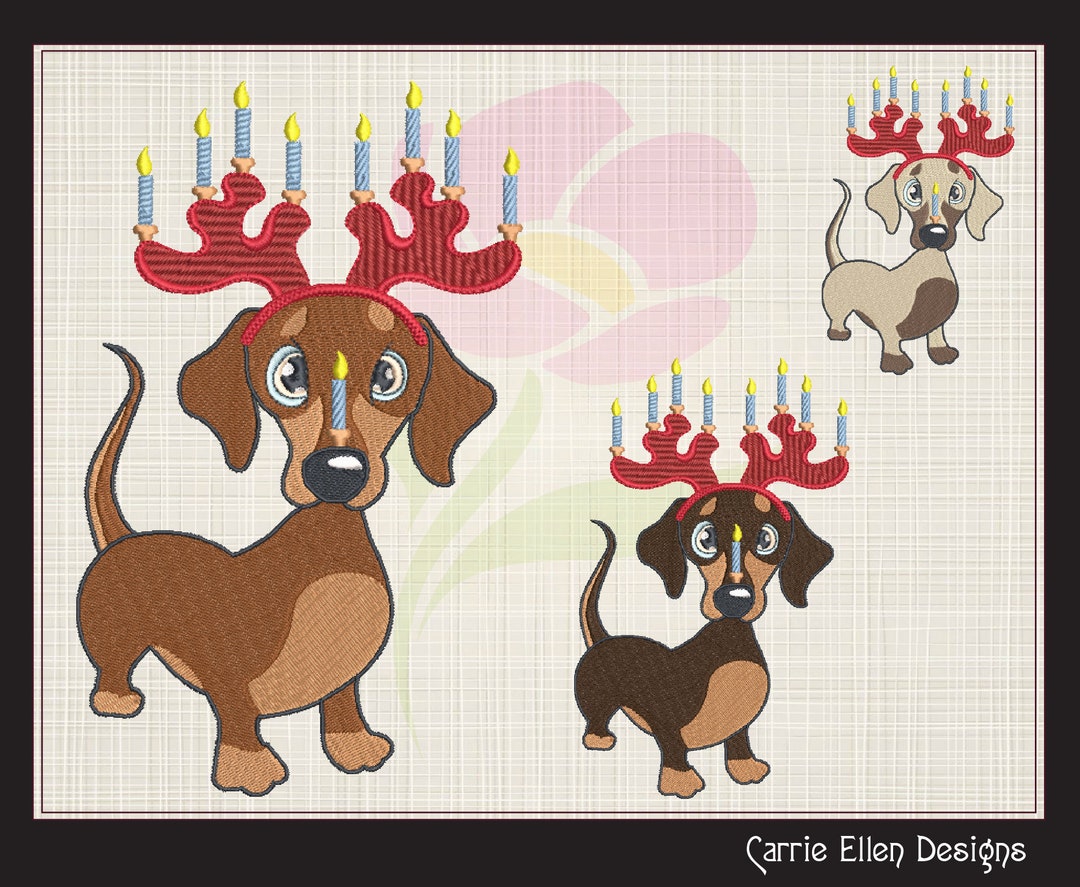 Dachshund Embroidery Design, Chrismukkah Dog Machine Embroidery Design ...