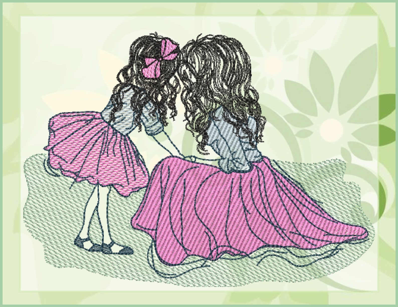 Mother and Daughter Machine Embroidery Design, Mother’s Day Design ...