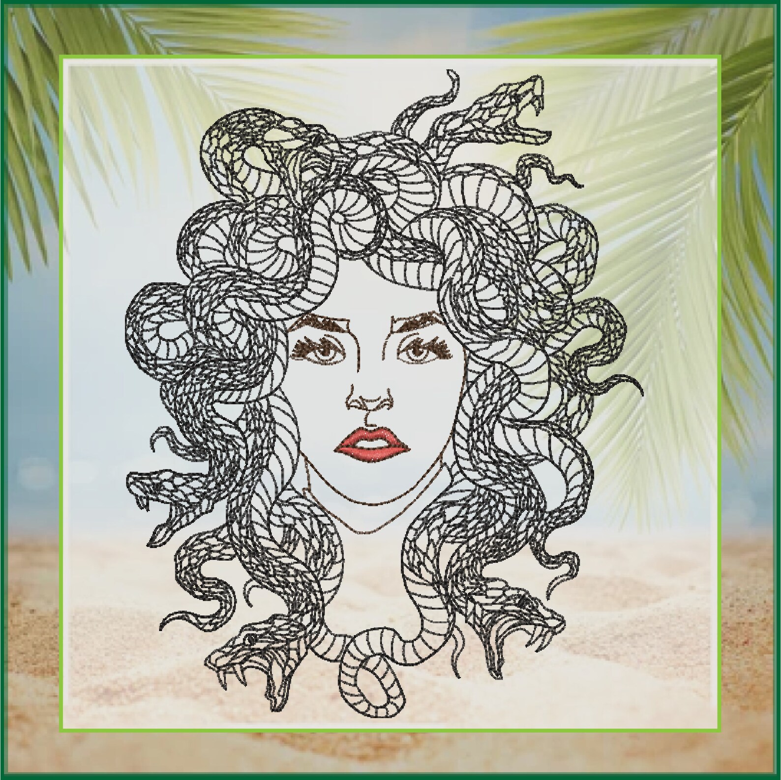 Medusa Snake Head Machine Embroidery Design Line Art Greek - Etsy