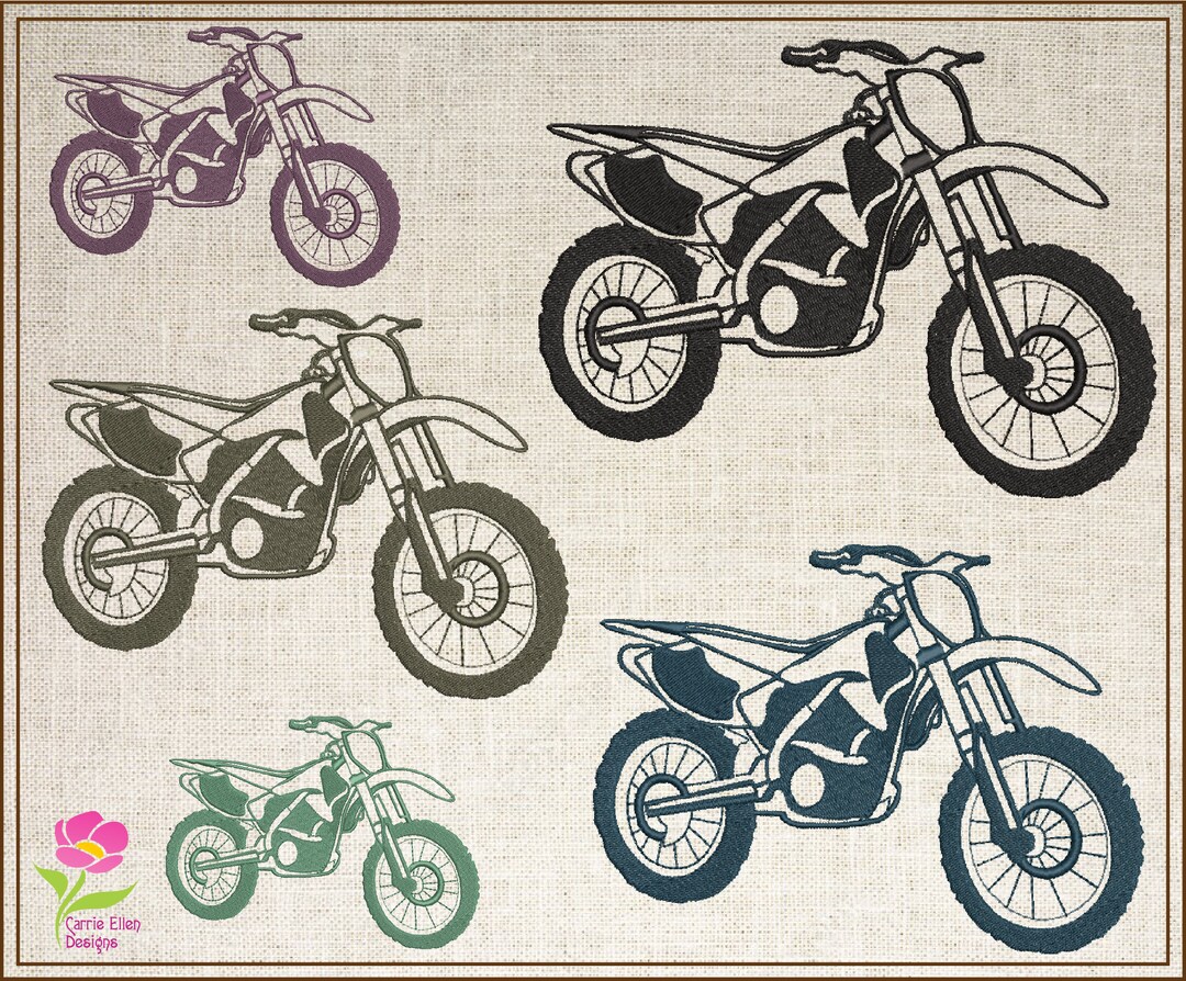 Motorcycle Machine Embroidery Design, Dirt Bike Embroidery Design ...