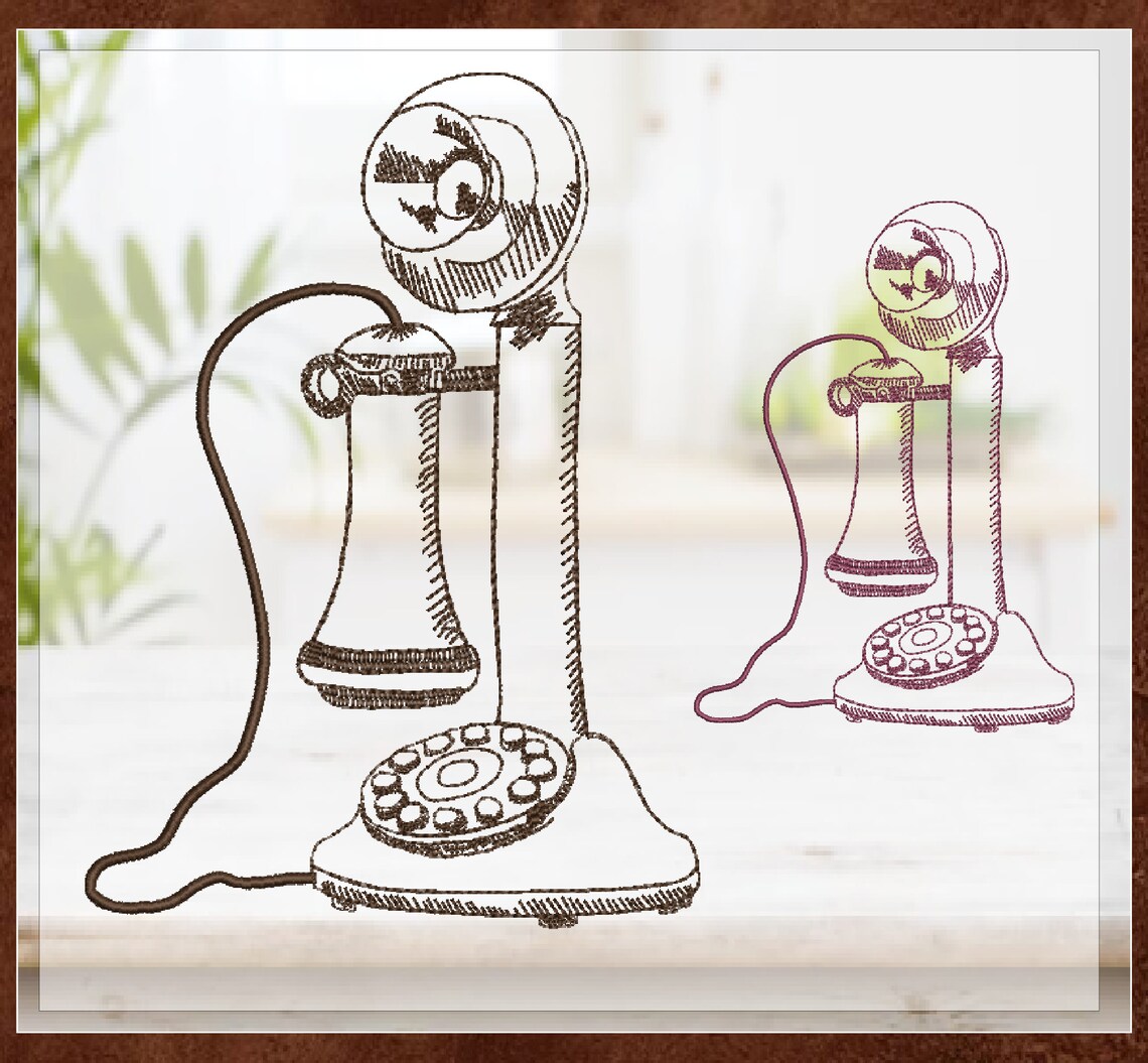 Vintage Standing Telephone Sketch Machine Embroidery Design - Etsy