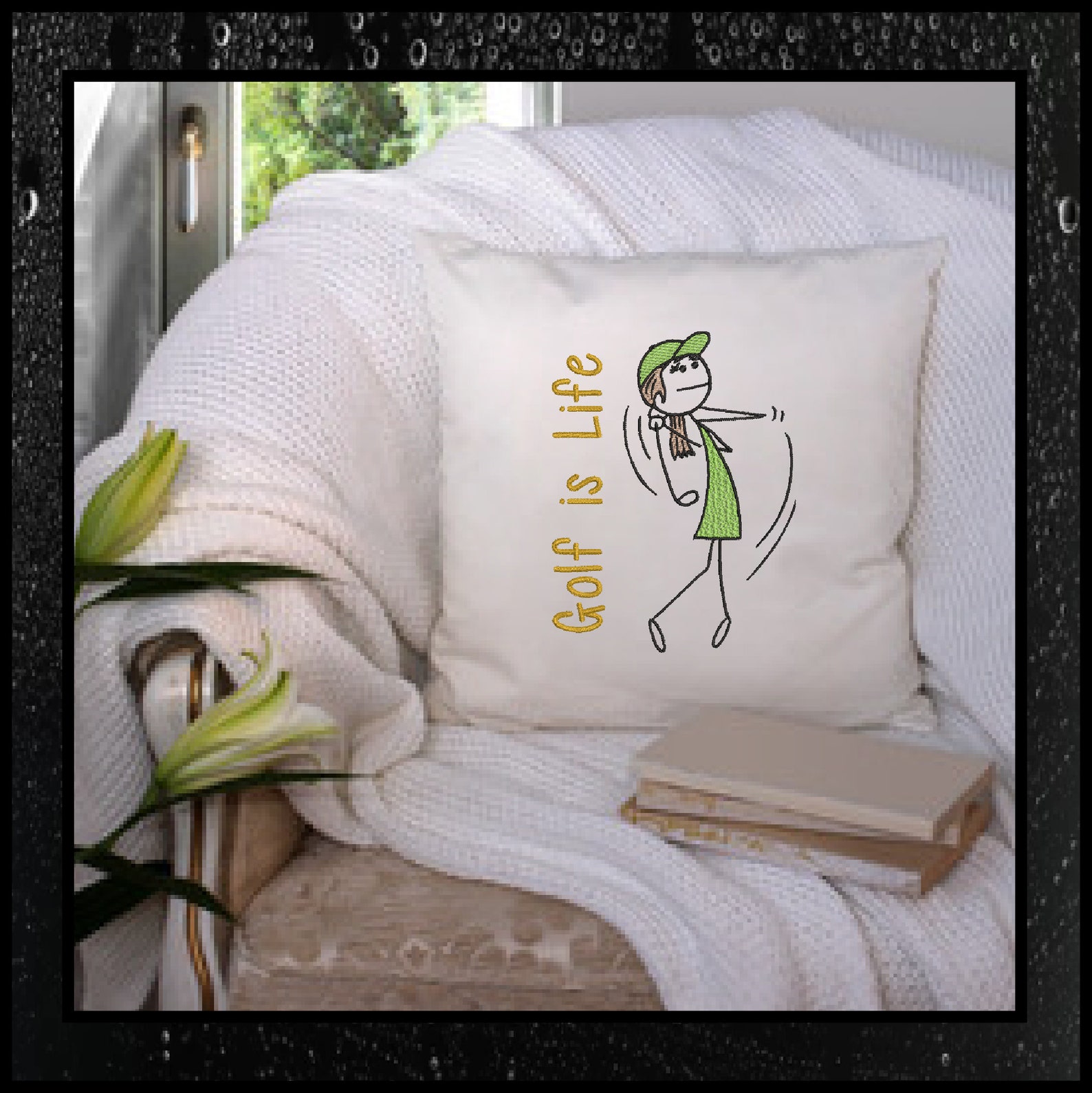 Lady Golfer Machine Embroidery Design, Golf is Life Female Golfer Stick ...