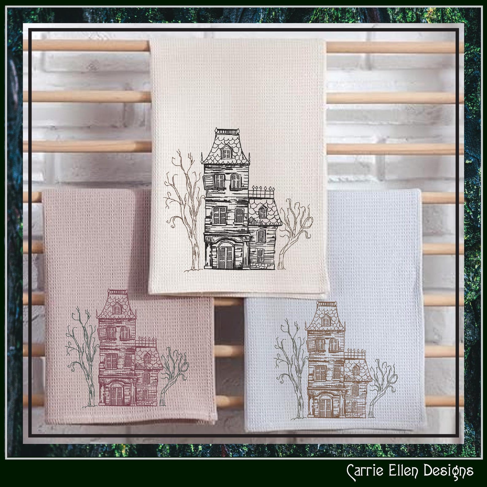 Haunted House Machine Embroidery Design, Halloween Embroidery Design ...