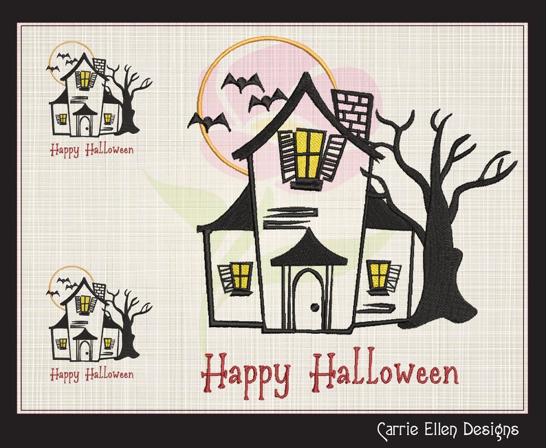 Haunted House Machine Embroidery Design Halloween Embroidery - Etsy