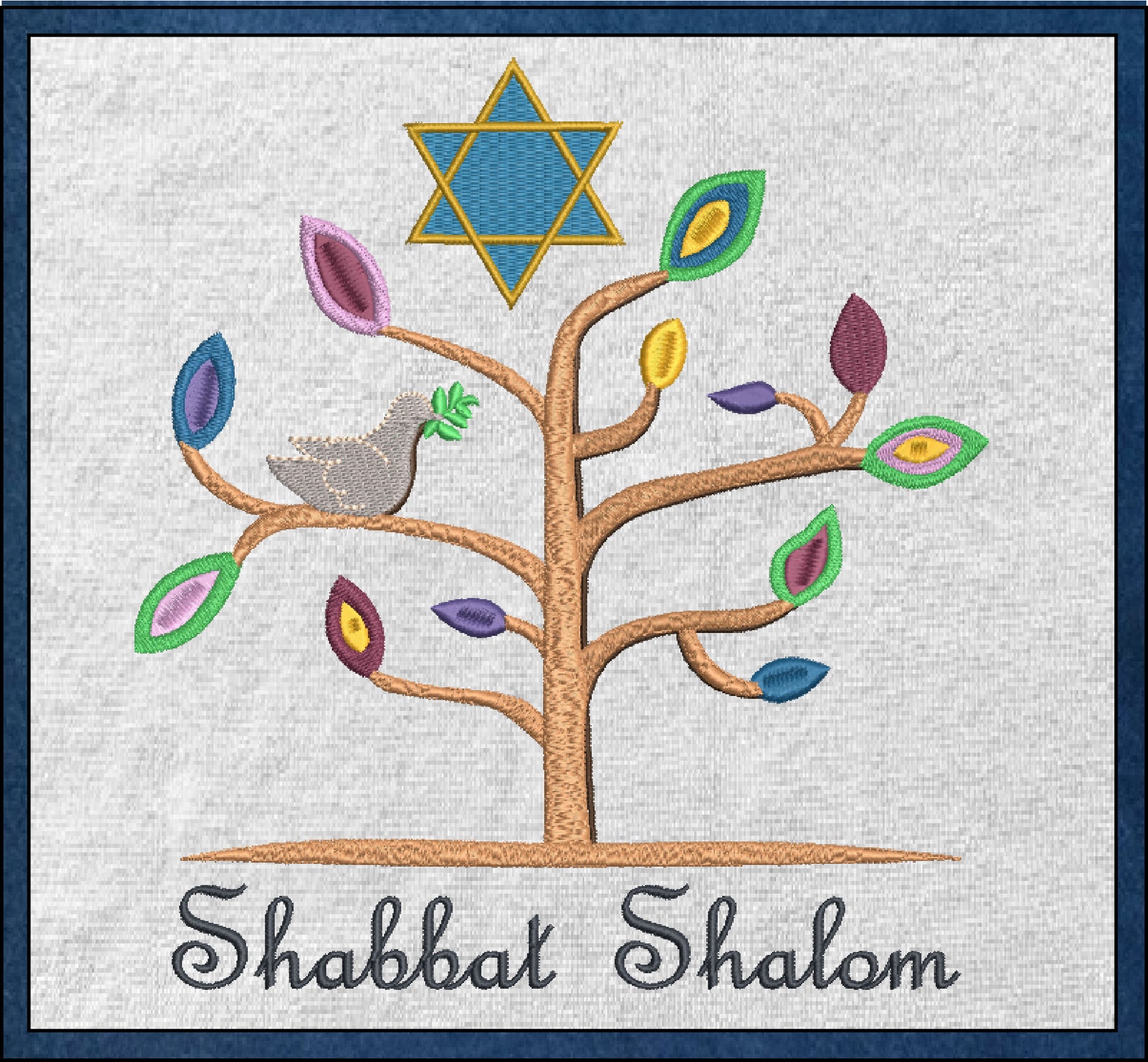 Shabbat Shalom Tree Machine Embroidery Design, Tree of Life With Dove ...