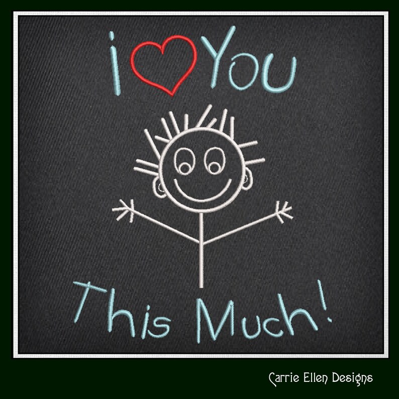 Stick Figure Embroidery Design I Love You This Much Stick - Etsy