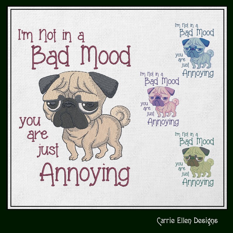 Grumpy Dog Machine Embroidery Design Im Not in a Bad Mood - Etsy