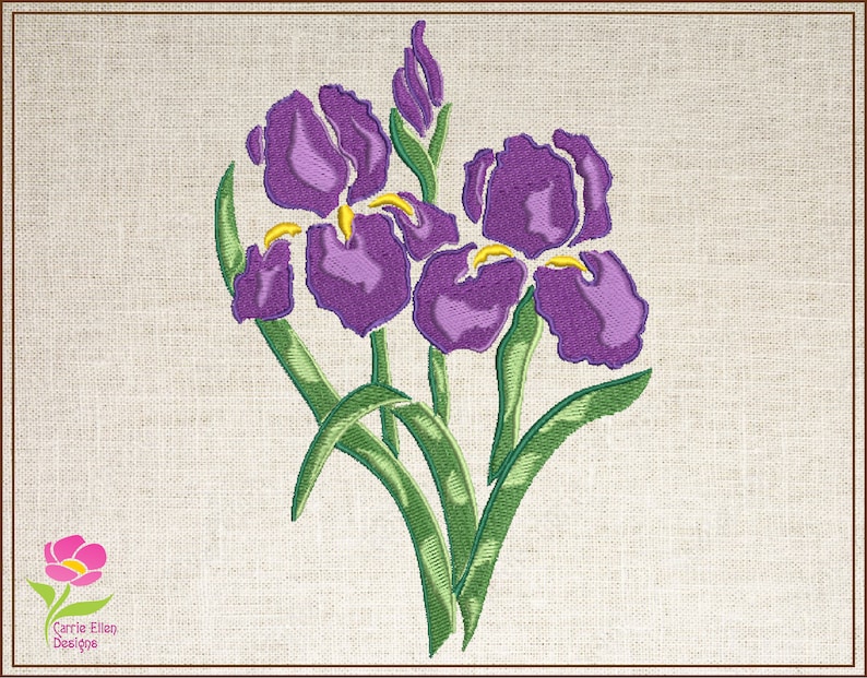 Iris Machine Embroidery Design Iris Flower Design Lilac and - Etsy