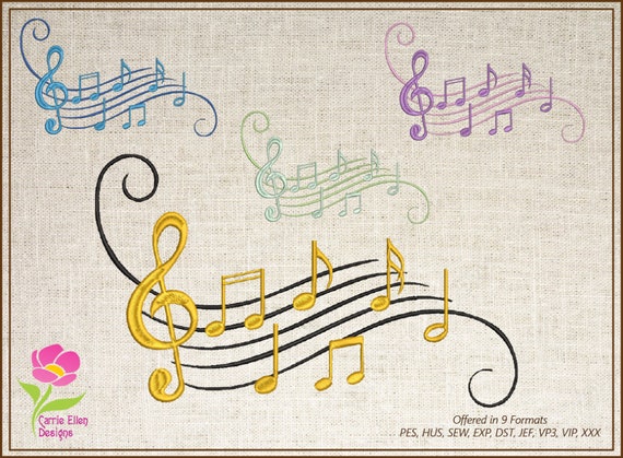 Music Note Embroidery Musical Chord Machine Embroidery - Etsy