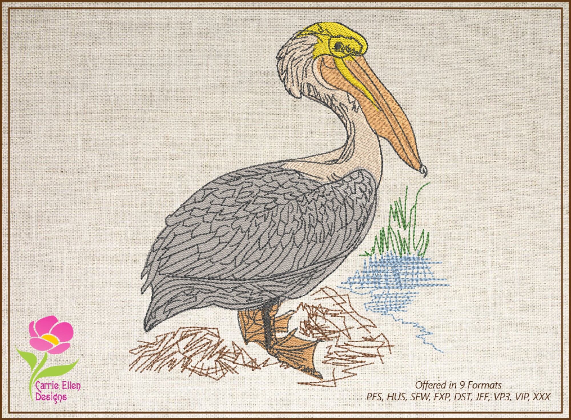 Pelican Machine Embroidery Design Custom Embroidery Pattern | Etsy