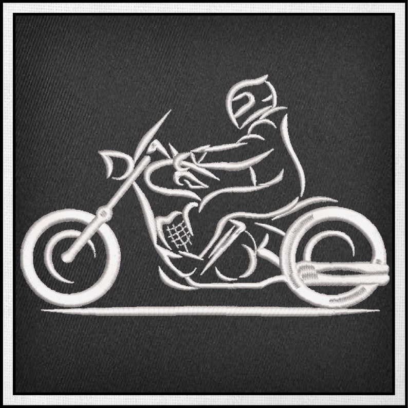 Motorcycle Machine Embroidery Design, Man Riding Motorcycle Embroidery ...