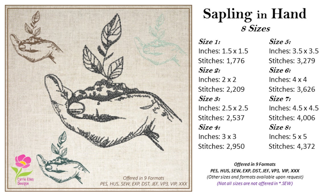 Hand Holding Soil With Plant Sapling Machine Embroidery Design ...