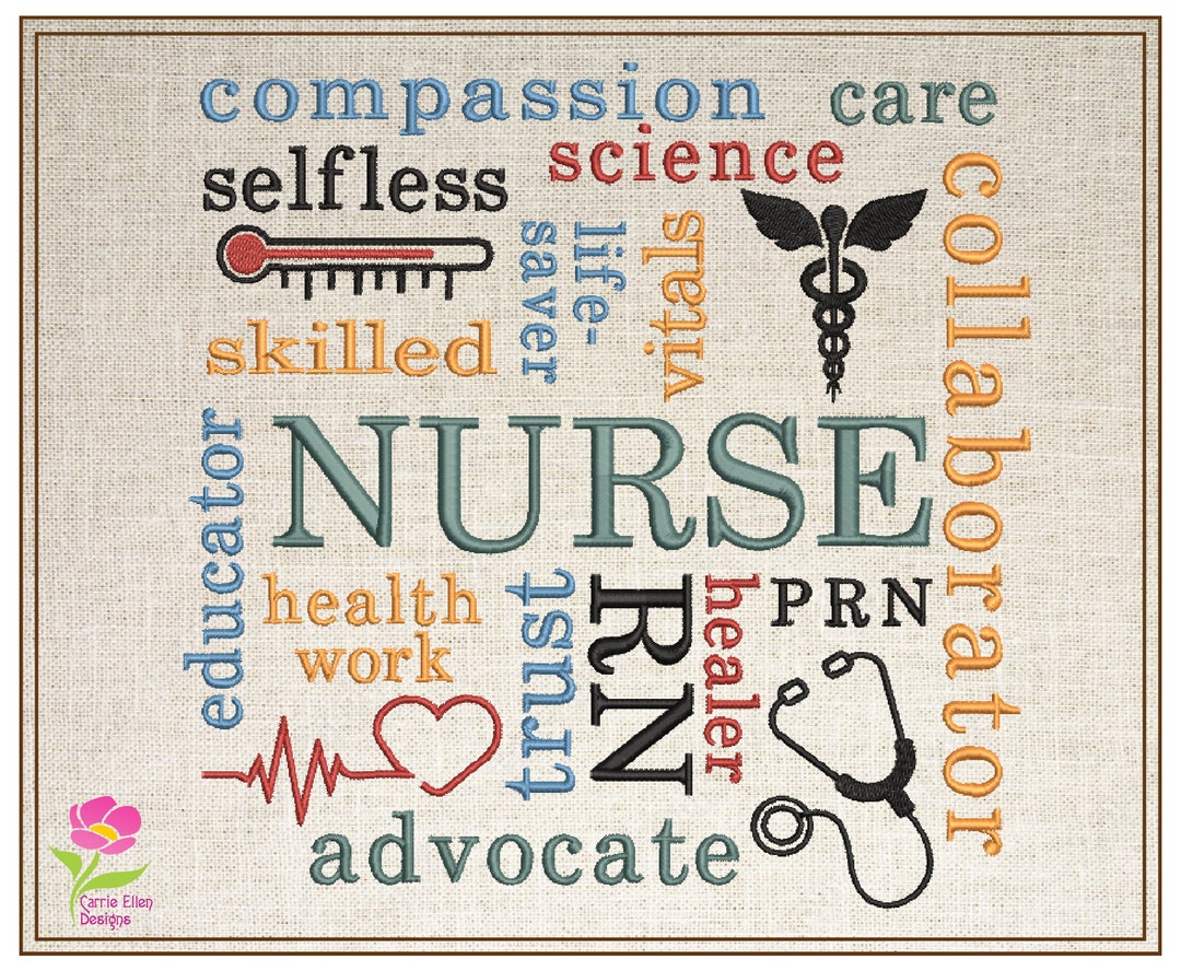 Nurse Inspirational Words Machine Embroidery Design Saying, Nursing ...