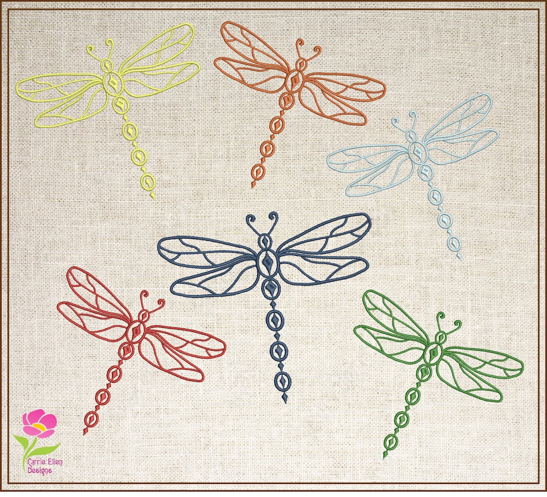 Dragonfly Machine Embroidery Design, Insect Embroidery Pattern, Garden ...