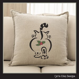 Christmas Fat Cat Embroidery Design, Mistletoe Butt Catatude Design, X ...