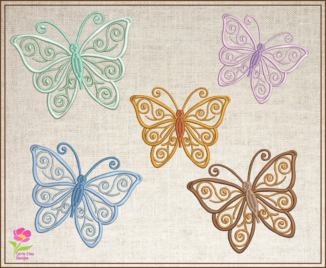 Butterfly Machine Embroidery Design, Fancy Flourish Monarch Butterflies ...