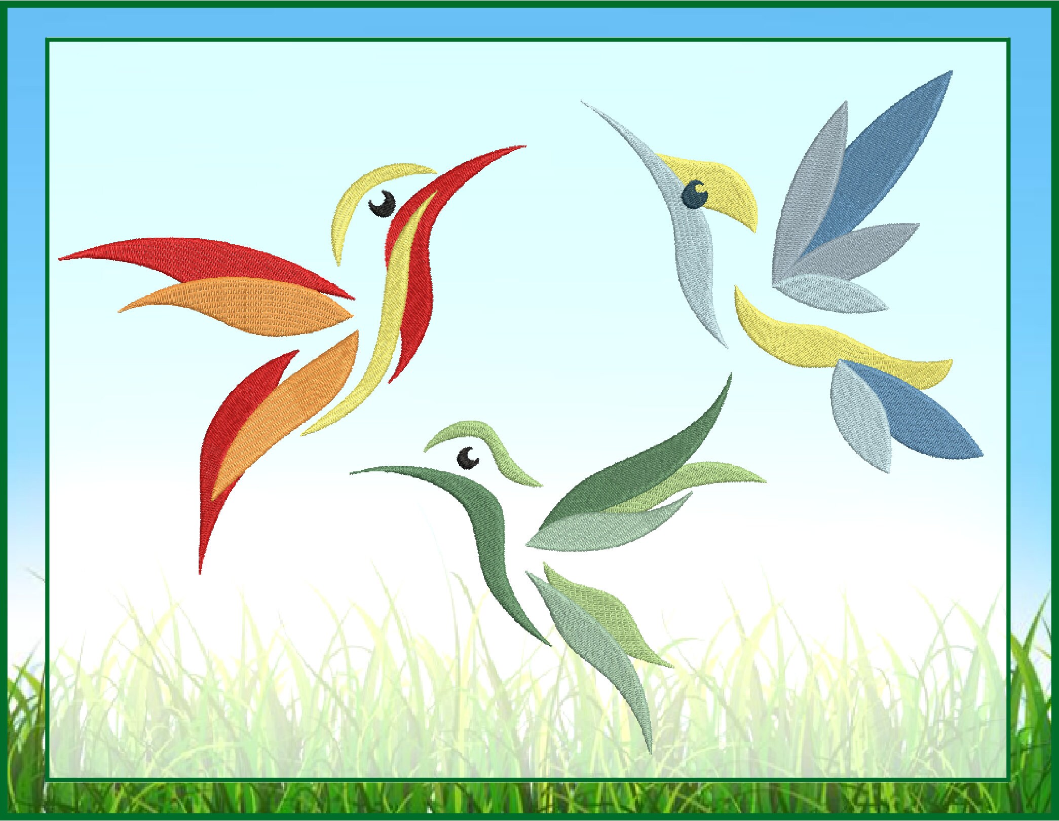 Hummingbird Machine Embroidery Design Bundle Bird Embroidery | Etsy