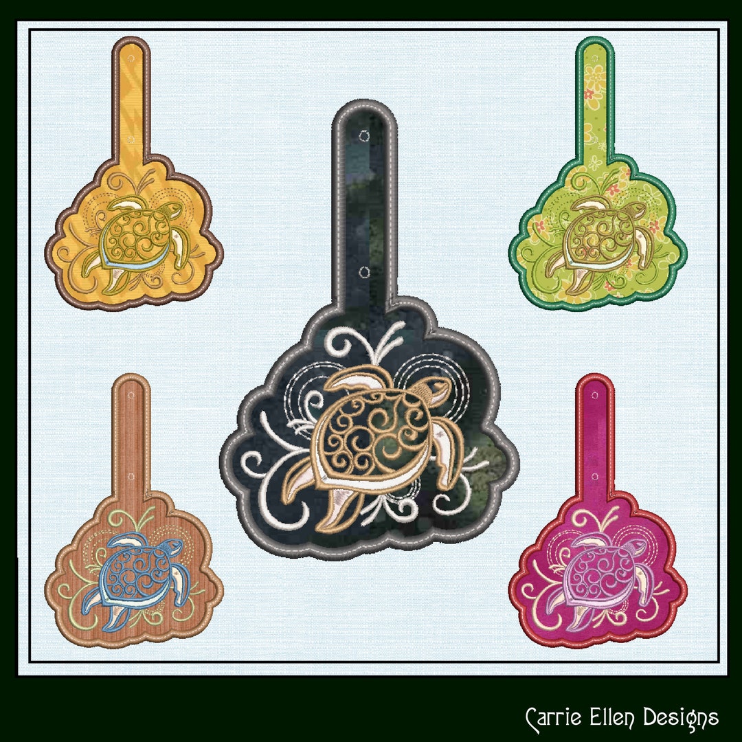 Sea Turtle ITH Key Fob Machine Embroidery Design, Turtle Key Tag ...
