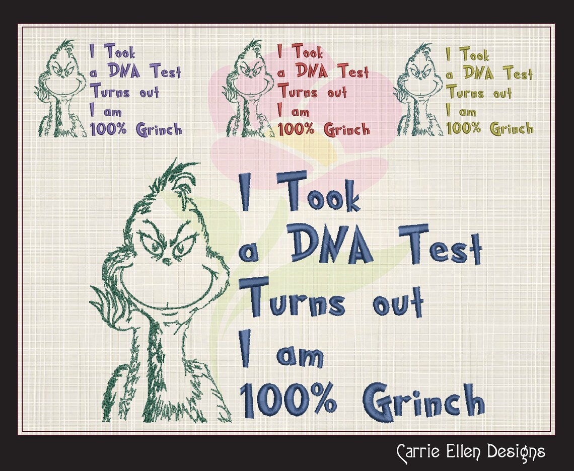 100% Grinch Machine Embroidery Design Holiday Design Snarky - Etsy