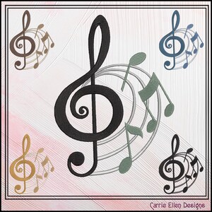 Treble Clef Embroidery Design, Sheet Music Note Symbol, Artistic Flair ...