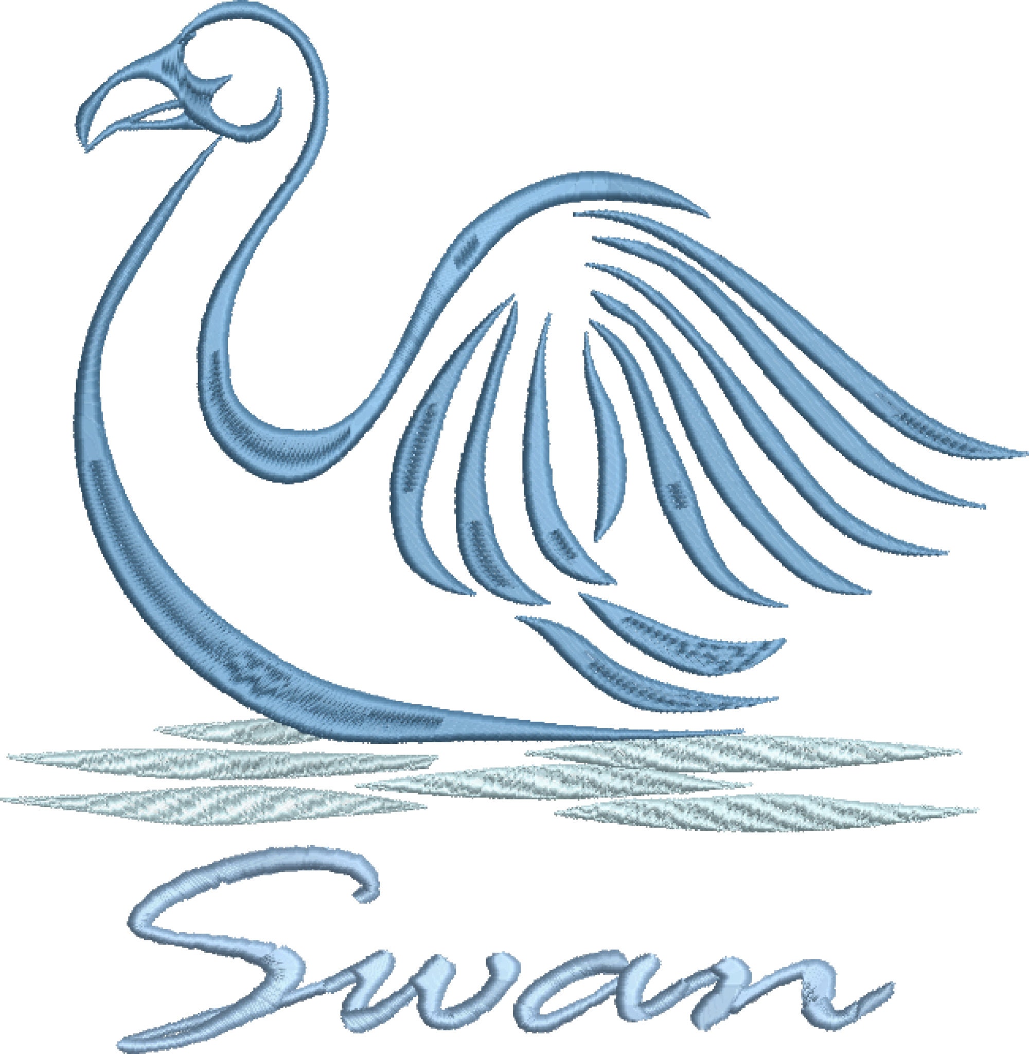 Swan Machine Embroidery Design Swimming Bird Embroidery | Etsy