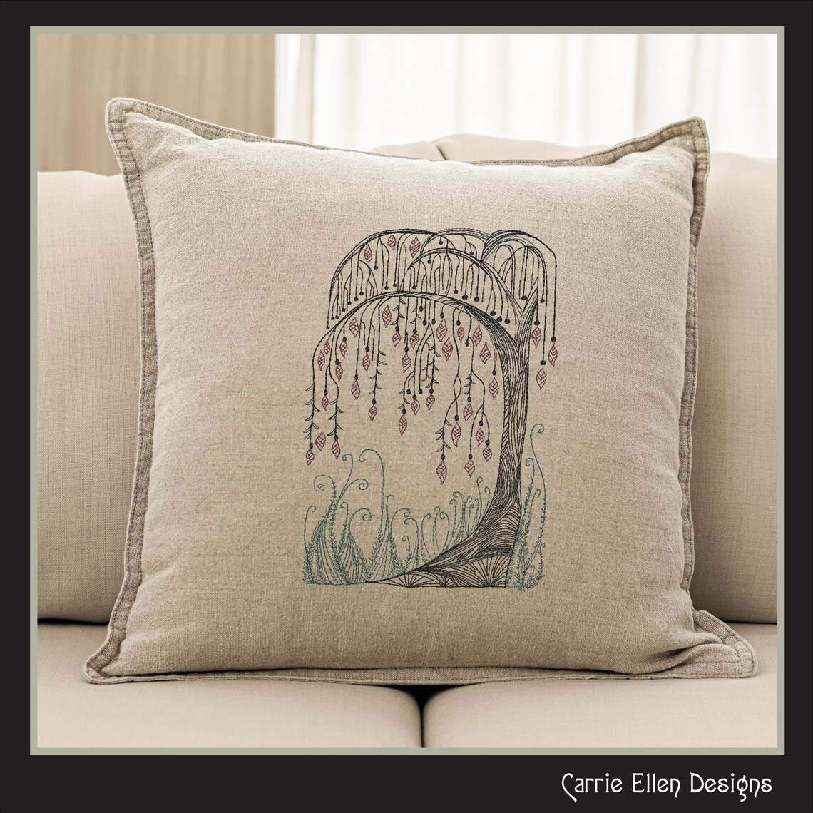 Artistic Willow Tree Machine Embroidery Design, Line Art Sketch Tree ...