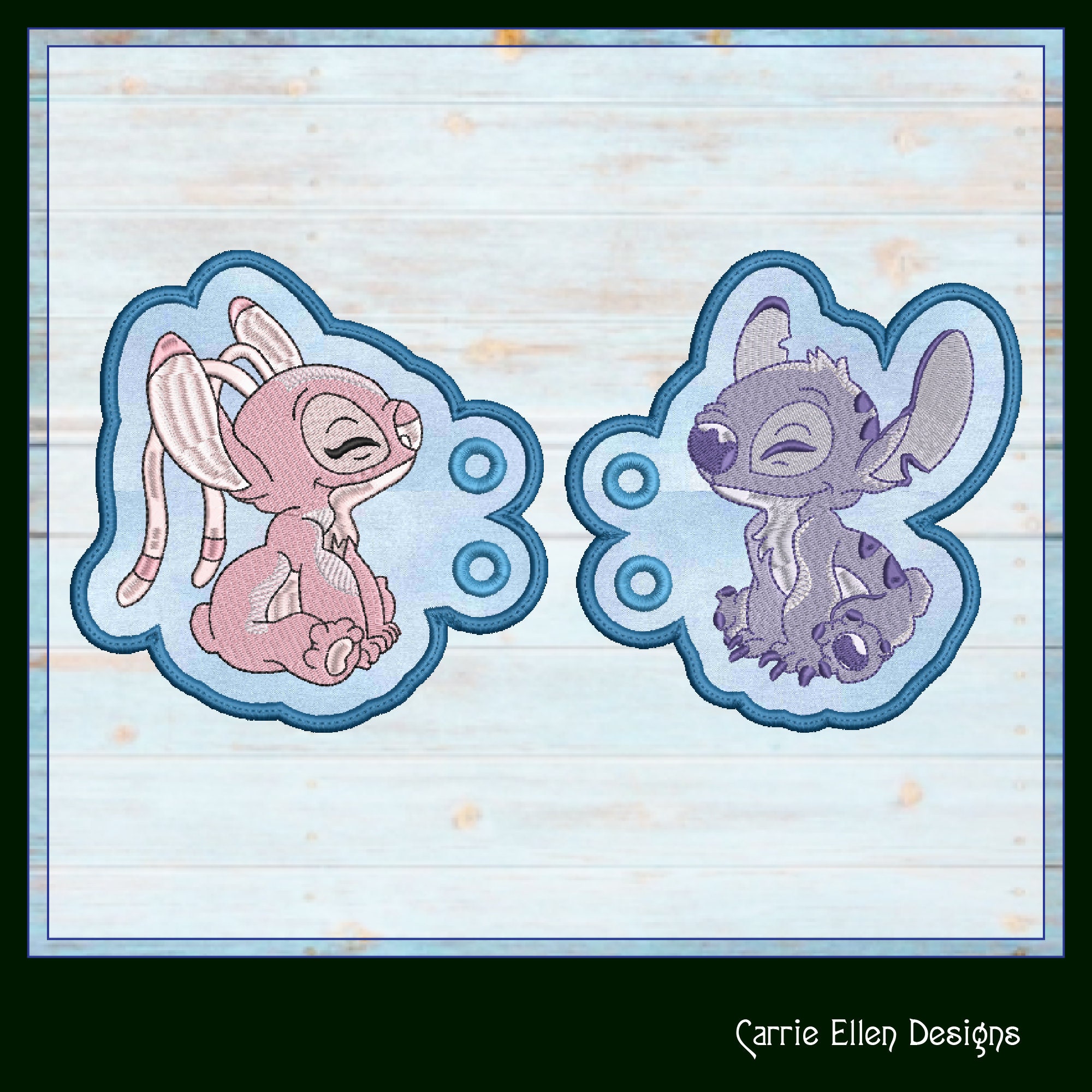 Stitch and Angel Shoe Wings – ITH Cartoon Character Machine Embroidery ...