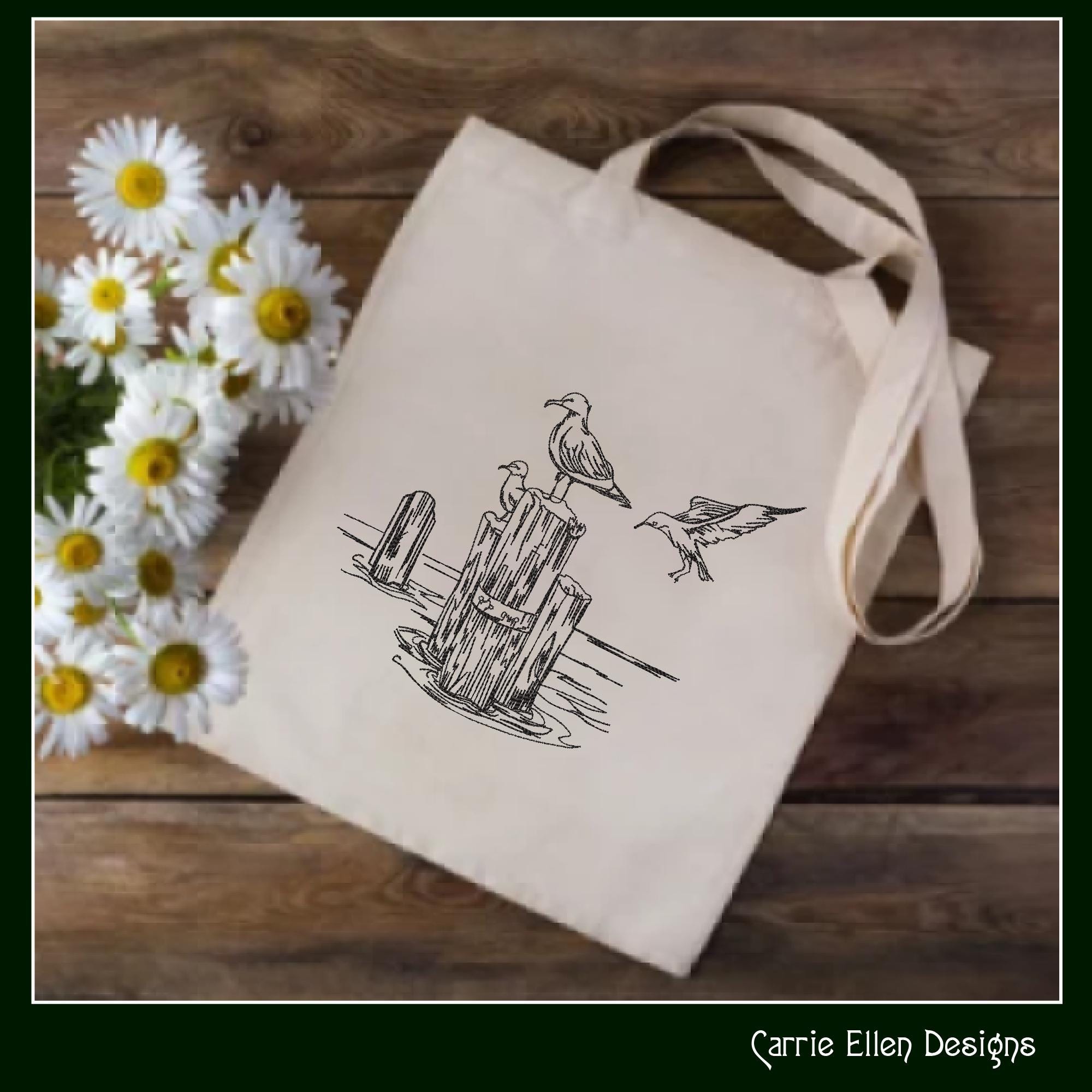 Seagull Machine Embroidery Design, Marine Bird Sketch Pattern, Sea Bird ...