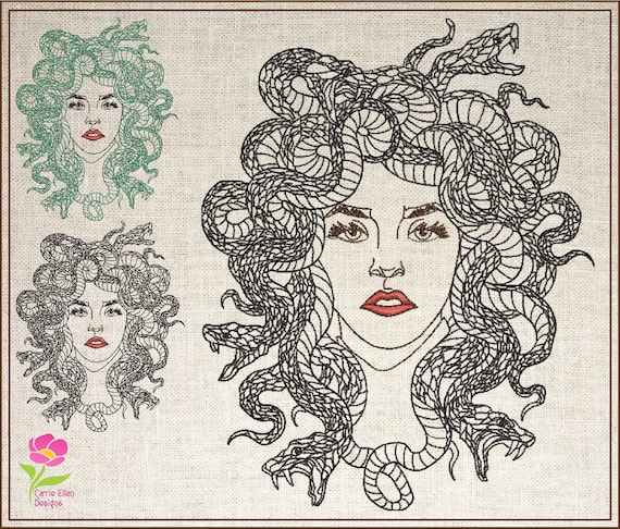 Medusa Snake Head Machine Embroidery Design Line Art Greek - Etsy