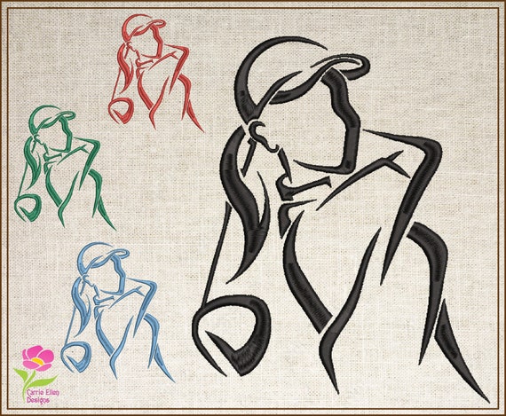 Lady Golfer Silhouette Machine Embroidery Design Golf Sport - Etsy