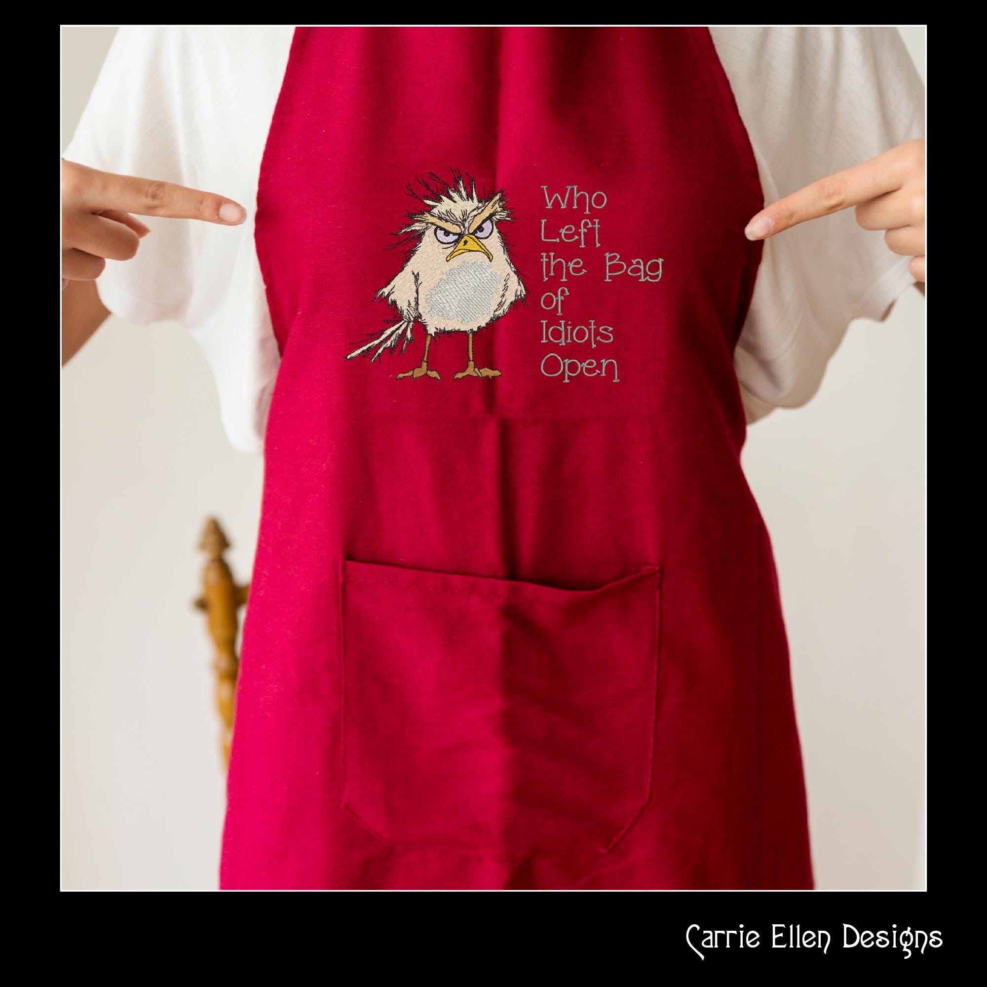 Grumpy Bird Saying Machine Embroidery Design, Who Left the Bag of ...