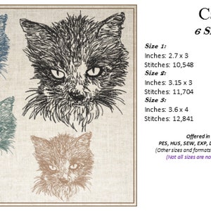 Cat Machine Embroidery Design, Redwork Cat Embroidery, Sketch Cat ...