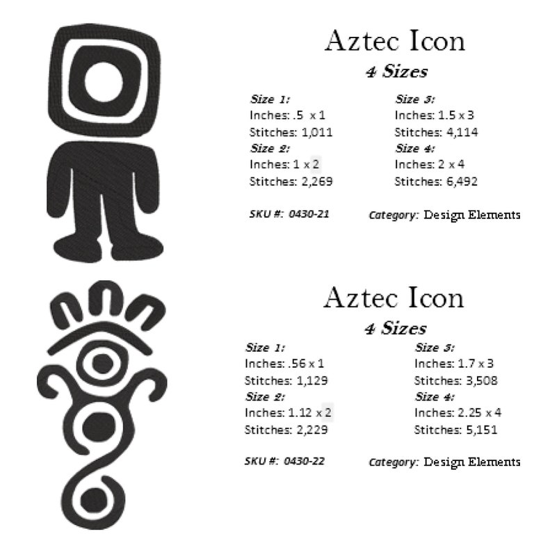 22 Aztec Style Icons Machine Embroidery Design Bundle. 22 Individual ...
