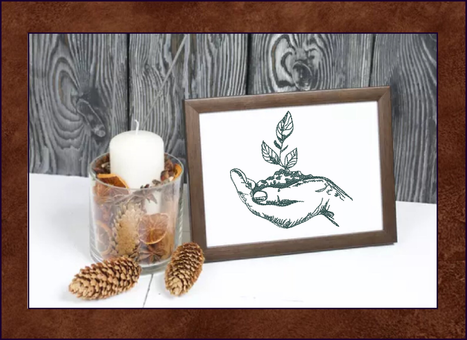 Hand Holding Soil With Plant Sapling Machine Embroidery Design ...