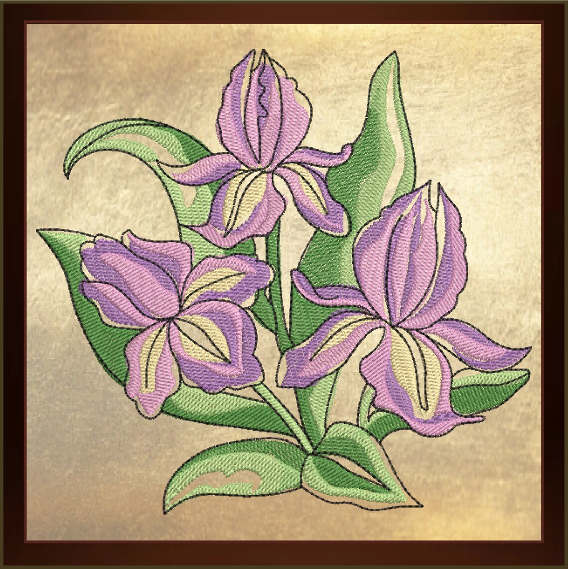 Iris Machine Embroidery Design, Iris Flower Design, Lilac and Purple ...
