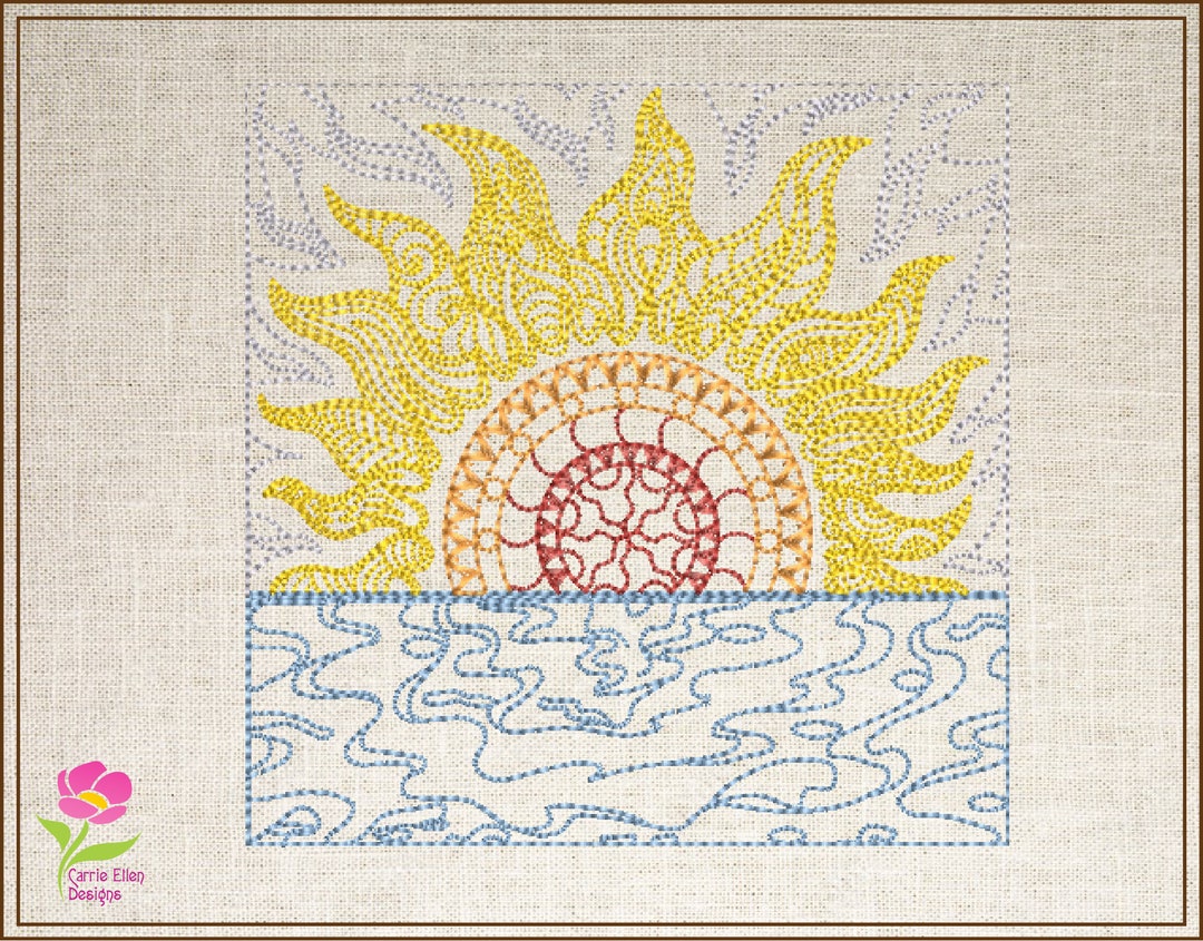 Mandala Sunset Embroidery Design, Mandala Line Art Embroidery, Sunrise ...